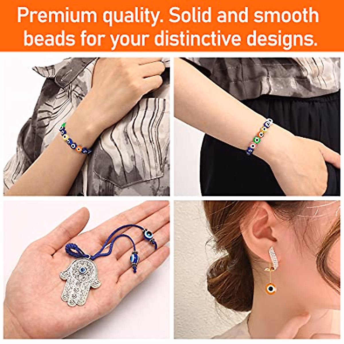 Evil Eye Beads, Beads for Jewelry Making, Beads for Bracelets Making, Beading Supplies for Jewelry Making (300 Pcs Mixed Color Evil Eye Beads in Small Plastic Box)