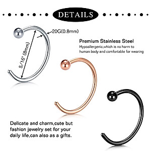 Anicina Nose Rings 20G Nose Studs Nose Rings Hoop Bone Pin Nose Rings Screw Nostril Piercing for Womens Mens CZ Nose Ring Stud