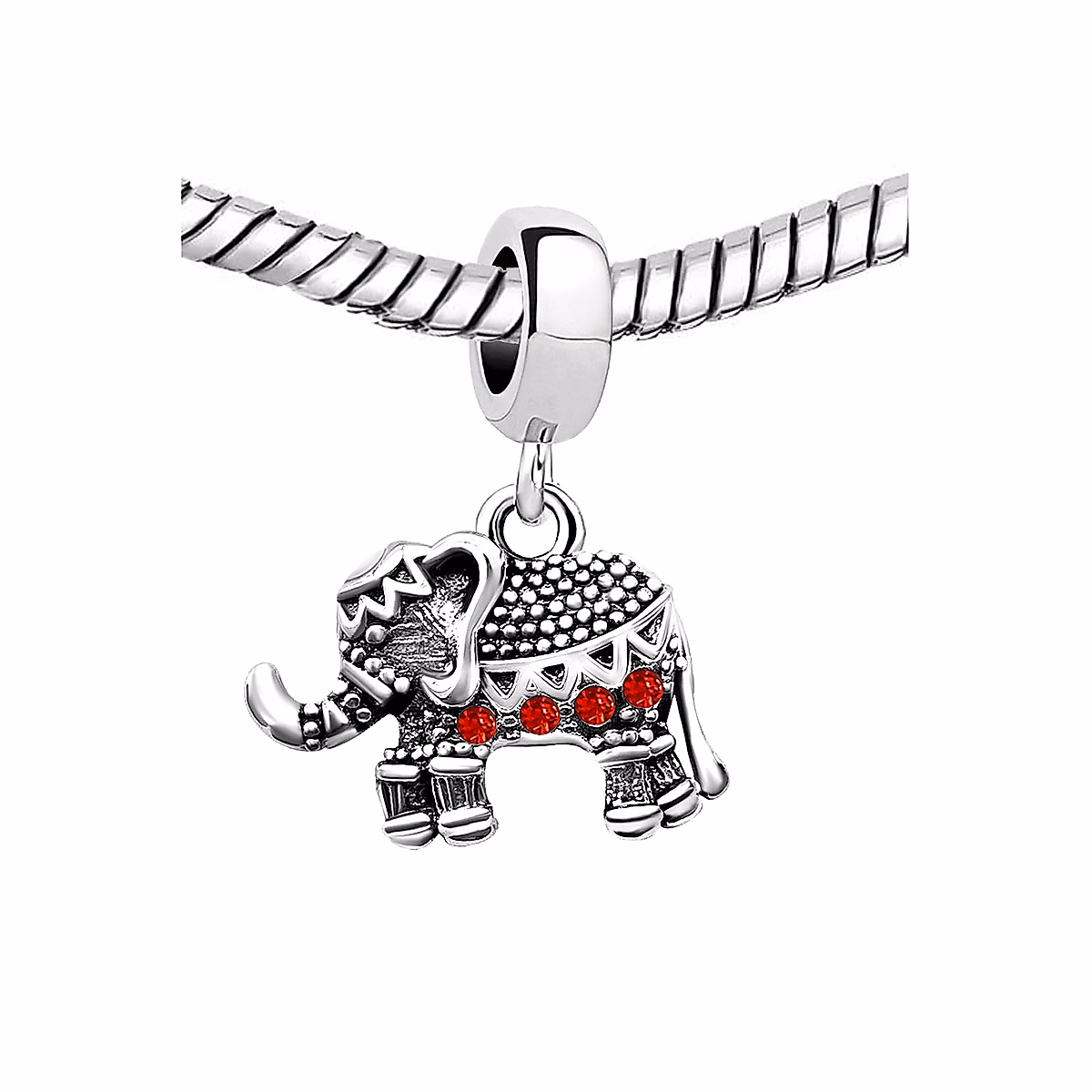KunBead Elephant July Birthstone Dangle Bead Birthday Charms Compatible with Pandora Bracelet