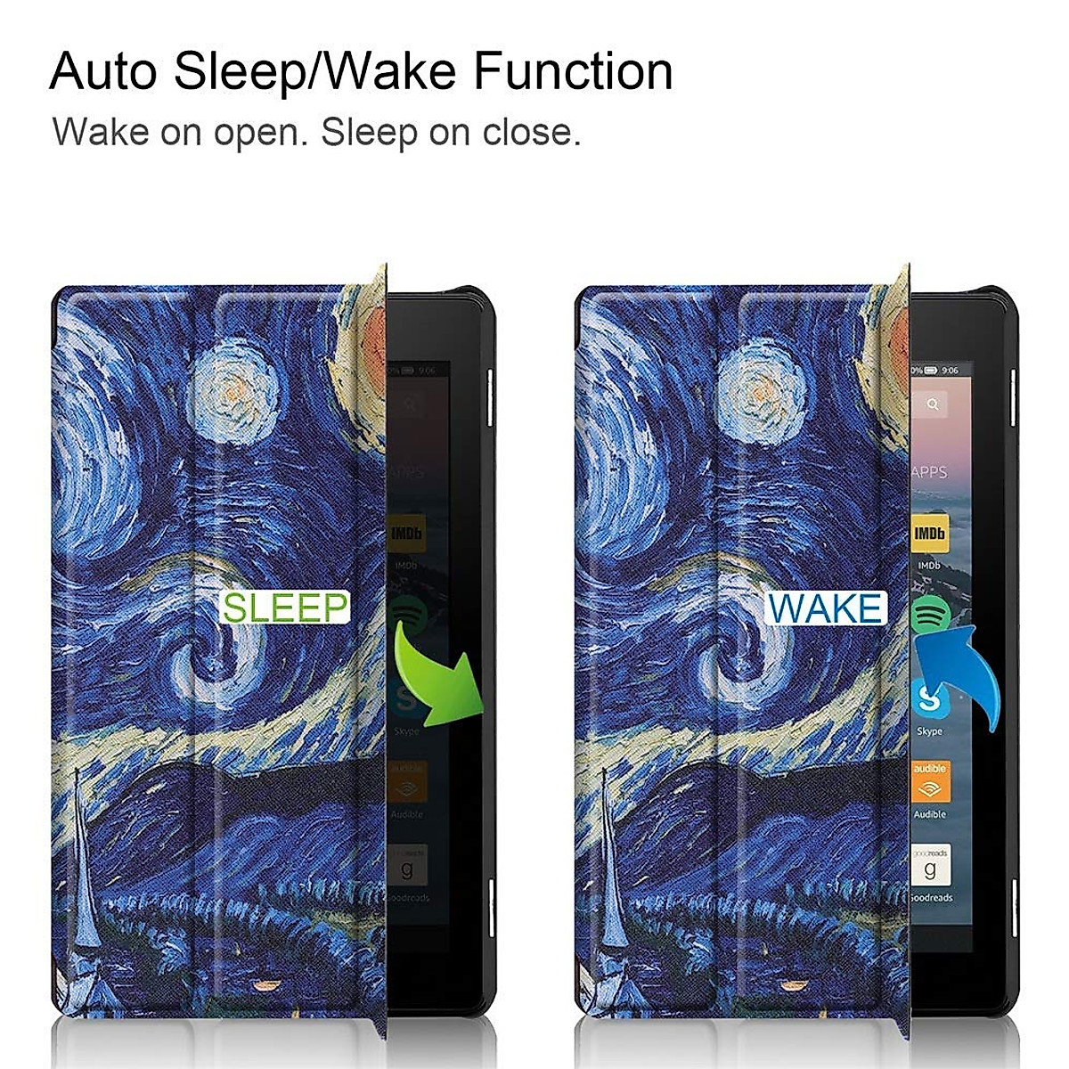 Boskin for Kindle Fire HD 10 case/HD 10 Plus case 2021 Released 11th Generation,PU Leather Smart Cover with Auto Wake/Sleep (Starry)