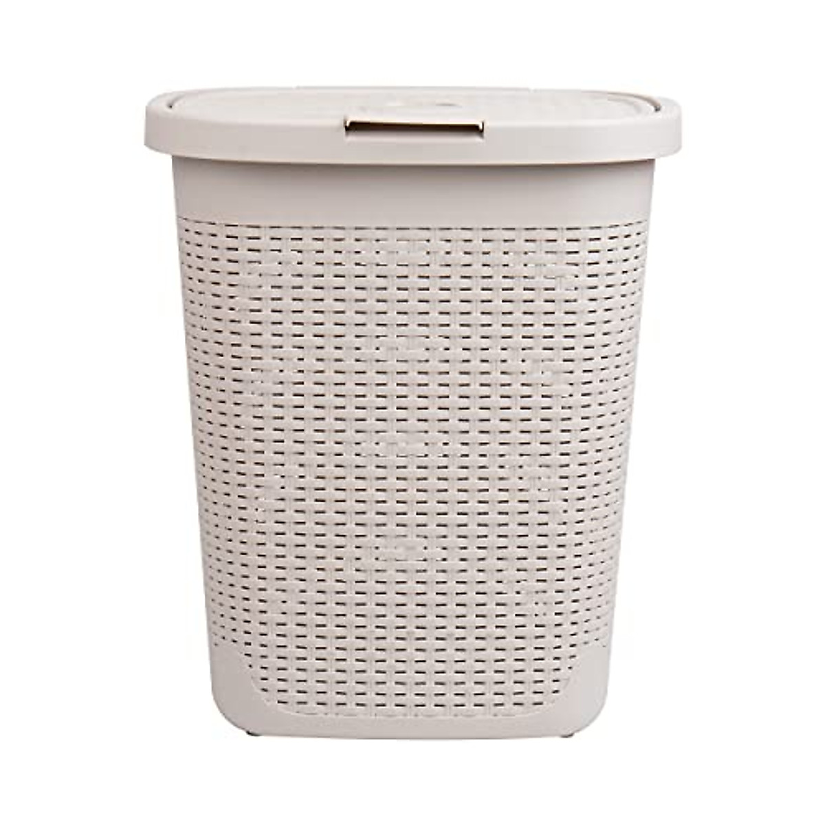 Mind Reader Basket Collection, Slim Laundry Hamper, 50 Liter (15kg/33lbs) Capacity, Cut Out Handles, Attached Hinged Lid, Ventilated, Set of 2, 17.65"L x 13.75"W x 21"H, Ivory