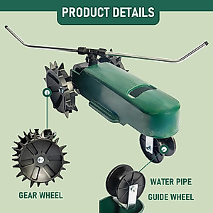 Hourleey Traveling Sprinkler, Heavy Duty Metal Variable Speed Control with Adjustable Arms Sprinkler, 360 Degree Automatic Rotary Sprinkler for Lawn Yard Garden