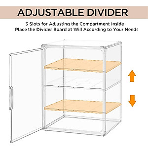 HBlife 2 Pcs Clear Large Bread Box Holder for Kitchen Countertop Double Layer Stackable Bakery Storage Container Acrylic Counter Pastry Keeper for Bread, Bagel, Muffins, Rolls