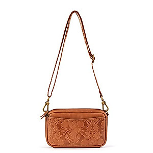 The Sak womens Cora Leather Crossbody, Tobacco Floral Embossed, One Size US