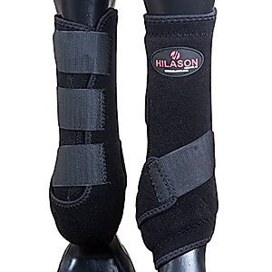 HILASON Medium Horse Medicine Sports Boots Rear Hind Leg Black