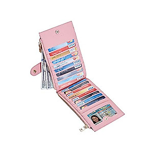 Travelambo Womens Wallet RFID Blocking Bifold Multi Card Case Wallet with Zipper Pocket Crosshatch (Pink Sakura 2191)