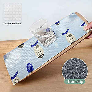Ganwawo 8 Pcs Refrigerator Liners,Washable Non-Slip Refrigerator mat,Free Anti-Slip mat,for Drawer, Shelf and Refrigerator Liners, Cuttable Refrigerator mat (Fish)