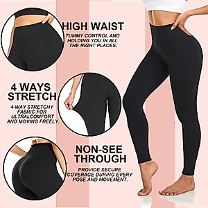 yeuG 7 Pack High Waisted Leggings for Women Tummy Control Soft Workout Yoga Pants(Black X 3,Dark Grey X 2,Wine Red,Navy,Large-X-Large)