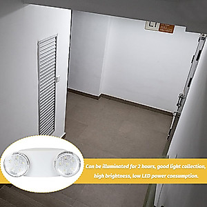 YBENWL LED Emergency Light, Two Head Adjustable Commercial Emergency Lights Hardwired Exit Lighting Fixtures, 200lm Plug in LED Bulb for Business Home Emergency