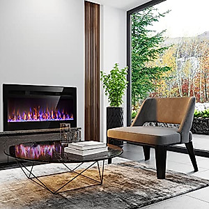 31 inch Electric Fireplace, Recessed and Wall Mounted Fireplace, Electric Fireplace Inserts with 750W/1500W Heater, Remote Control Timer, Adjustable 144 Color Combinations