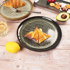 jinsongdafa Ceramic Dinner Plates Dish Set,Set of 4,for Lunch snacks -Microwave Oven & Dishwasher Safe,Scratch Resistant,Dinnerware Kitchen Porcelain Serving Dishes 10 Inch Round