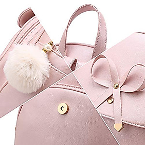 Cute Bowknot Mini Leather Backpack Fashion Small Daypacks Purse for Girls and Women