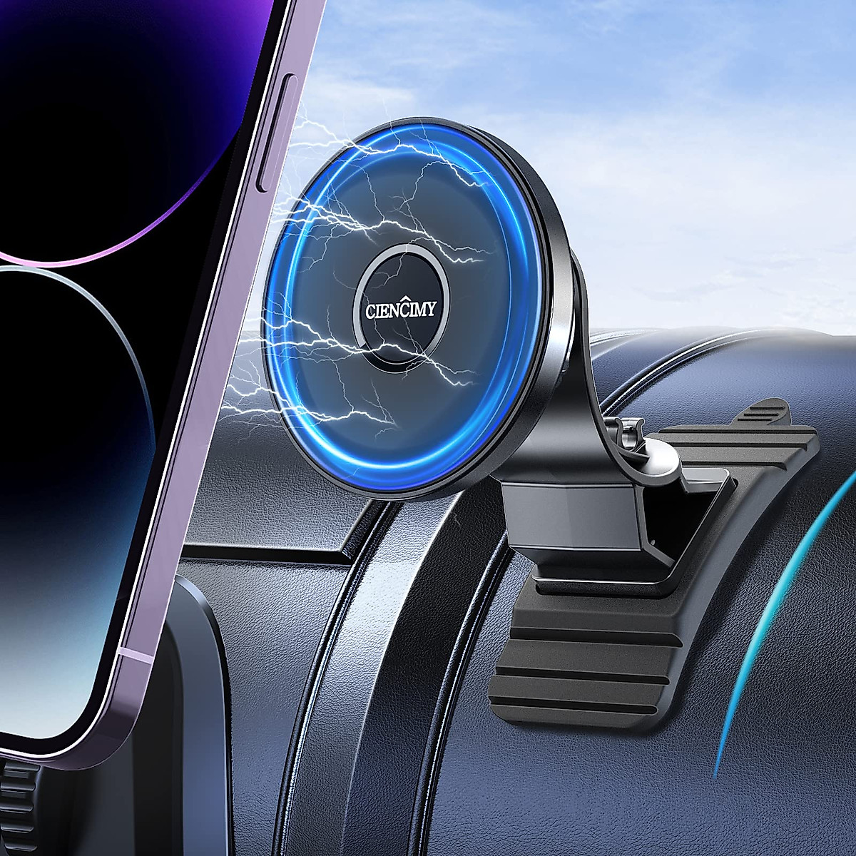 Ciencimy Compatible with Magsafe Car Mount, Magnetic Dashboard Car Mount Fit for MagSafe Case iPhone 14 13 12 Pro Max Mini Plus, 360° Adjustable, Strongest Magnet Magnetic Car Mount for All Phone