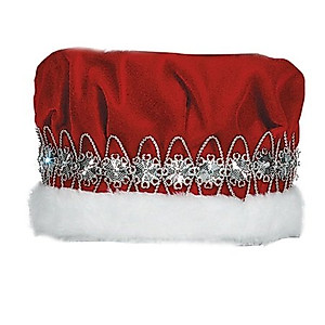 Anderson's Red Velvet Crown with Silver Floral Band and Faux Fur, King Crown For Prom, Homecoming, School Dance, Costume, Party, Pageant, Event, Halloween, Birthday, Mardi Gras