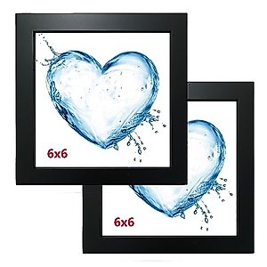 KELE MODEL 6x6 Picture Frames Black. Solid Wood Frame. Set of 2. Plastic Panel (Film Needs to be Removed) Table or Wall.Front Window Opening 5.5x5.5 inch.