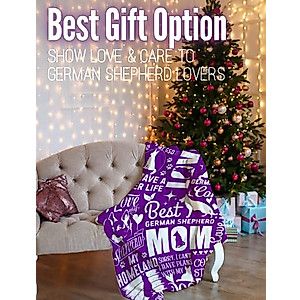 InnoBeta German Shepherd Themed Throws for Dog Moms, Dog Lovers, Dog Owners, Bed Flannel Plush Blankets, Birthday Gifts for German Shepherd Lovers, Best Friend, Coworkers, Sisters (50"x 65") - Purple