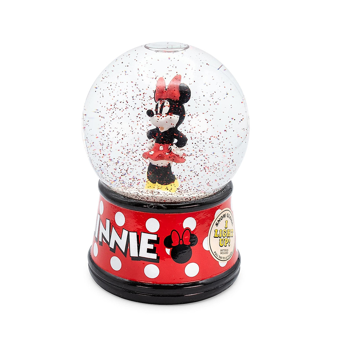 Disney Minnie Mouse Light-Up Snow Globe with Swirling Glitter Display Piece Decoration | Home Decor for Kids Room Essentials | Precious Keepsake, Cute Novelty Gifts and Collectibles | 6 Inches Tall
