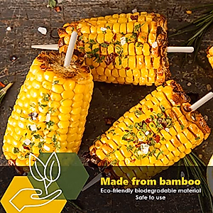 Jdox 120 pcs Premium 5.5 Inch Candy Apple Sticks - 5mm Thick Natural Semi Point Bamboo Sticks for BBQ, Caramel Bamboo Skewers for Corn Dog, Cookie, Lollipop, Kabob, Grill