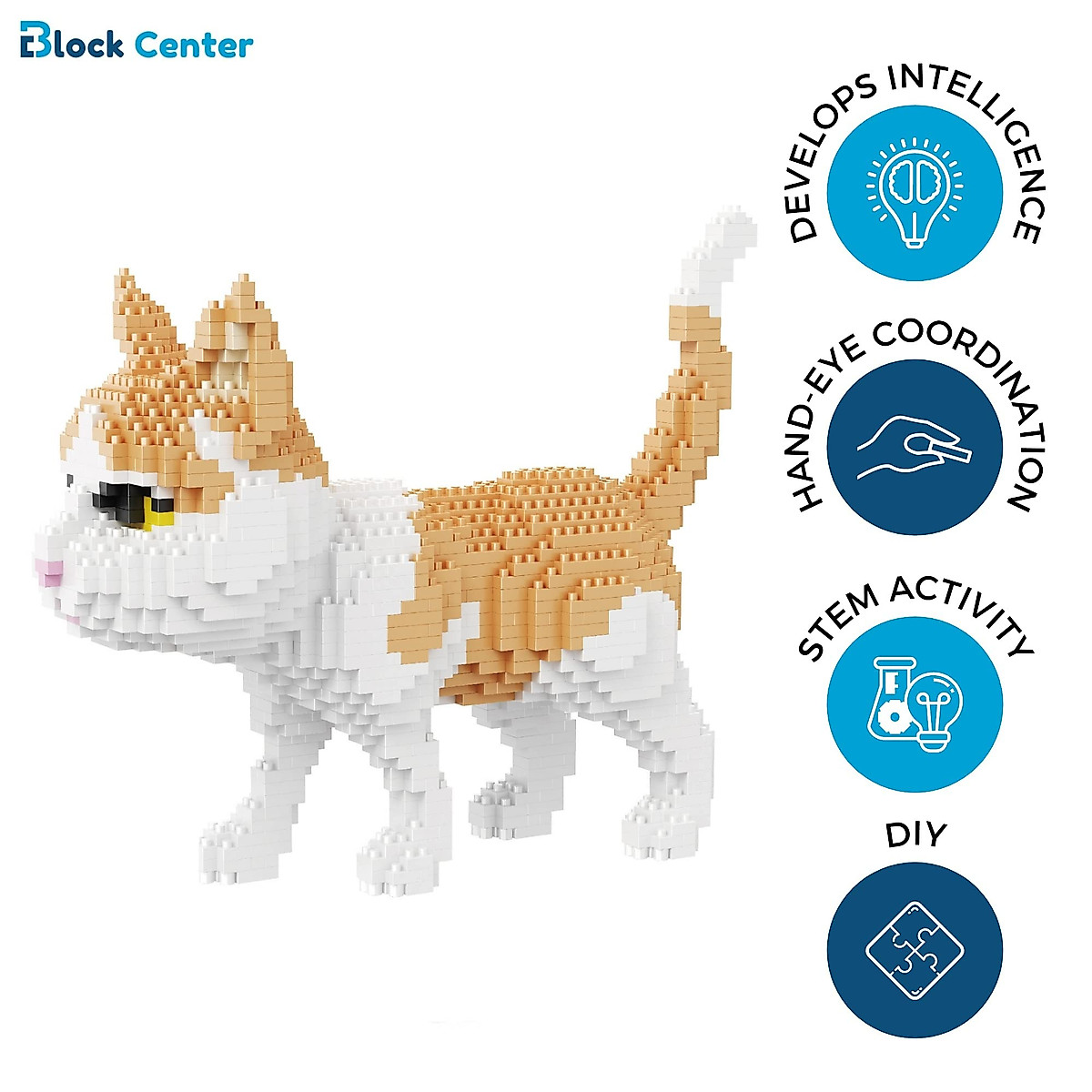 3D Mini Blocks Calico Cat [Upgraded Model], 3D Toy Pet Building Block Set, MiniBlocks and Micro Building Blocks Kit for Kids, Teens, and Adults 1300 pcs (Tabby)