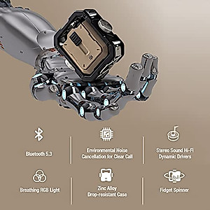 Aiertuon Wireless Bluetooth 5.3 Gaming Earbuds, 3D Stereo Clear Call Noise Canceling in-Ear Headphones, 65ms Low-Latency TWS Headphone Compatible for iPhone Android, with Fidget Spinner, RGB Lights
