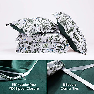 SLEEP ZONE Bedding Duvet Cover Sets Printed Pattern Tropical Plants 120gsm 1 Pillowcase Ultra Soft Zipper Closure Corner Ties, Green, Twin (68 x 90 inch | 1 Pillow Sham)