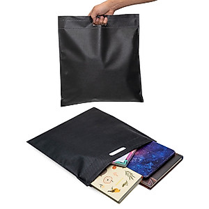Thank You Bags with Handles - 15x16 Inch 25 Pack Reusable Black Fabric Totes with Handles for Small Business, Retail, Boutique Use, Shopping & Merchandise, Delivery & Restaurant Take Out Bags, in Bulk