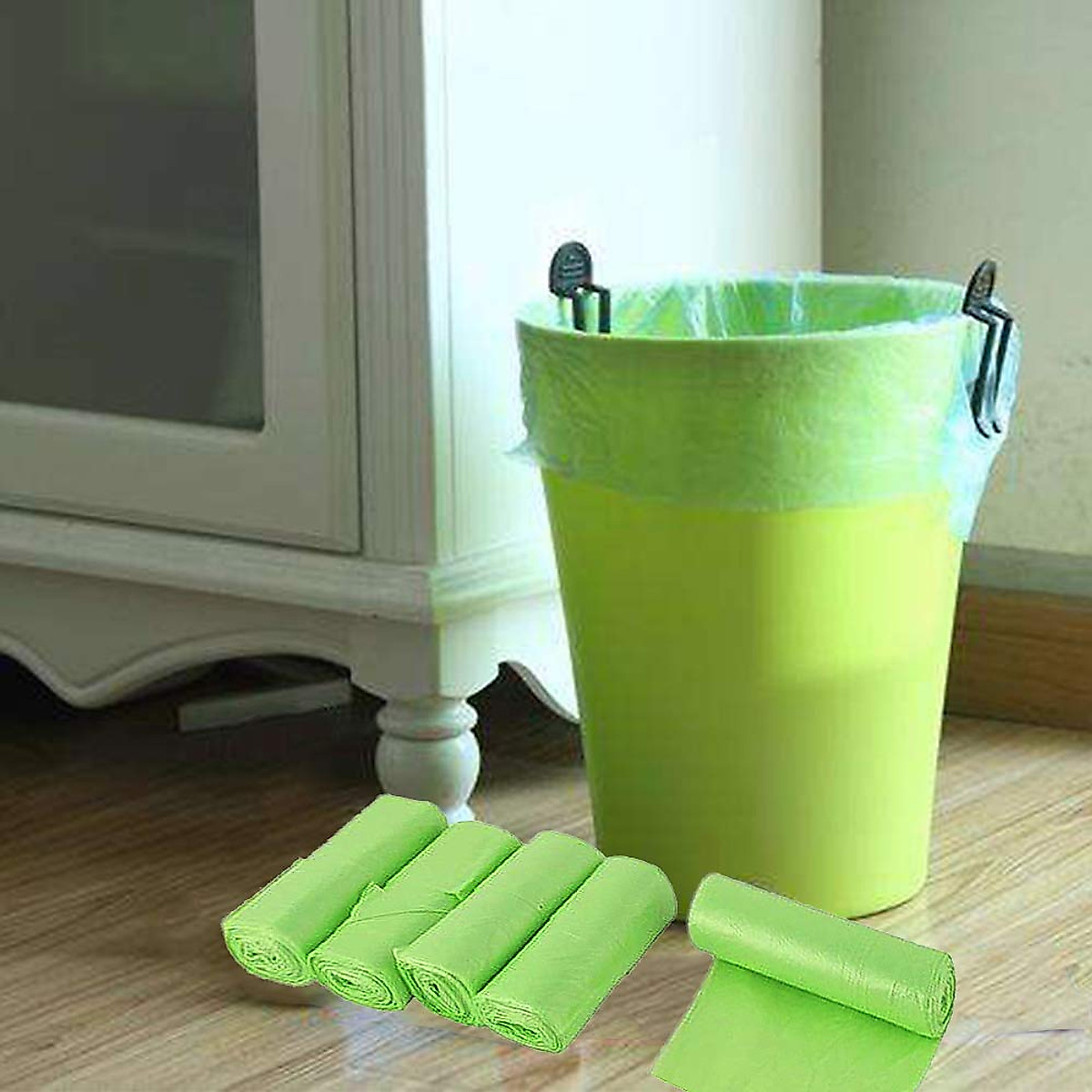 Trash Bags Biodegradable, Strong Rubbish Bags, Trash bags Recycling & Degradable Garbage Bags, Compostable Bags (Green, 13 Gallon)