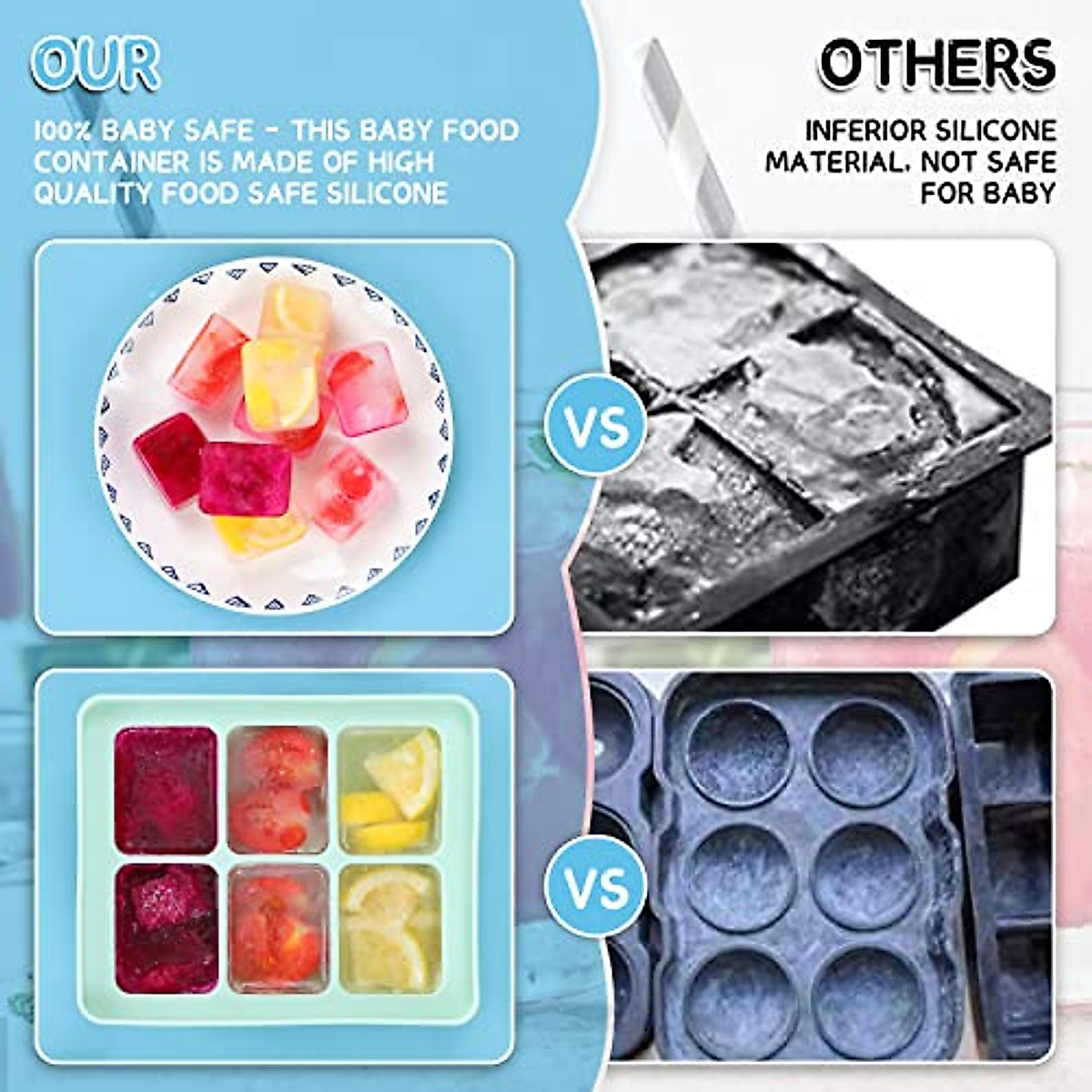 STARBRILLIANT Ice Cube Tray, Easy-Release Silicone Large Ice Moulds with Removeable LidsPerfect for Chilled DrinksFreezer, Baby Food, Whiskey and Cocktail, LFGB Certified (Set of 3(18 ice cubes))