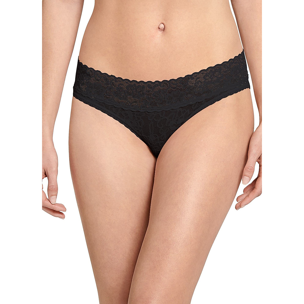 Jockey Women's Underwear Allover Lace Bikini, Black, XL