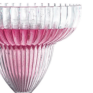 Cididu Set of 6 Stemmed Margarita Glasses Cups, 14 oz Clear Acrylic Party Drinking Glasses Goblet, Reusable Ribbed Tequila Spicy Margarita Glassware, Cocktail Martini Bar Accessories