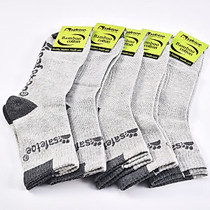 SAFETOE 5-Pack Moisture Control Cushioned Compression Work Boots Socks for Men Women Youth Grey