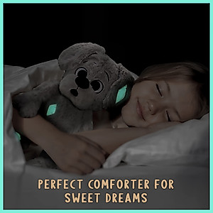 Secura Cutie Soft Stuffed Animal Puppy with Superpowers – Glow in Dark Patches for Bedtime Comfort (no batteries needed) – Stuffed Animal for Boys & Girls - Cute Plush Dog Teddy Bear Toy – 14"