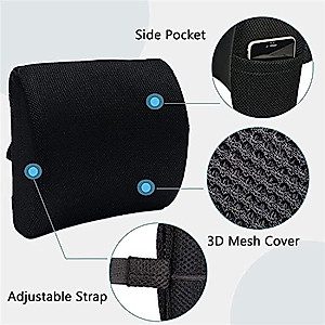 BUZZNN Comfort Seat Cushion & Lumbar Support Pillow, Ergonomic Memory Foam Coccyx Pad for Car, Wheelchair, Gaming Chair and Desk Chair