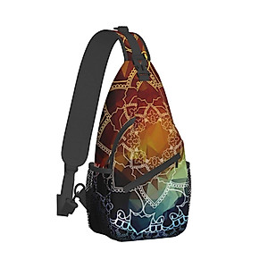 Mandala Flower Sling Bag Crossbody Sling Backpack Flower Shoulder Chest Bag Travel Hiking Daypack for Women Men