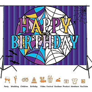 Wednesday Banner Wednesday Horror Theme Birthday Photography Backdrop Kids Boys Girls Birthday Party Decorations Supplies Black White Stripe Photo Banner Props（5x3ft）