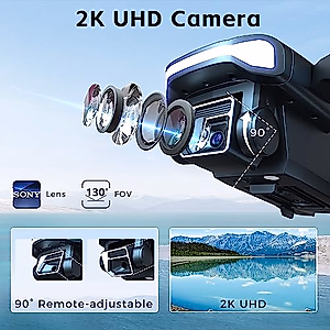 Durable Brushless Motor Drone with 84 Mins Super Long Flight Time, Drone with Camera for Beginners, CHUBORY A77 WiFi FPV Quadcopter with 2K HD Camera, Follow Me, Auto Hover, 3 Batteries, Carrying Case