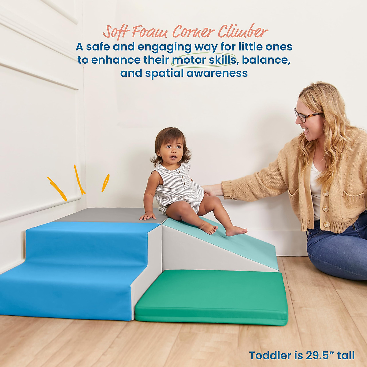 ECR4Kids SoftZone Little Me Corner Climber, Toddler Playset, Contemporary, 4-Piece