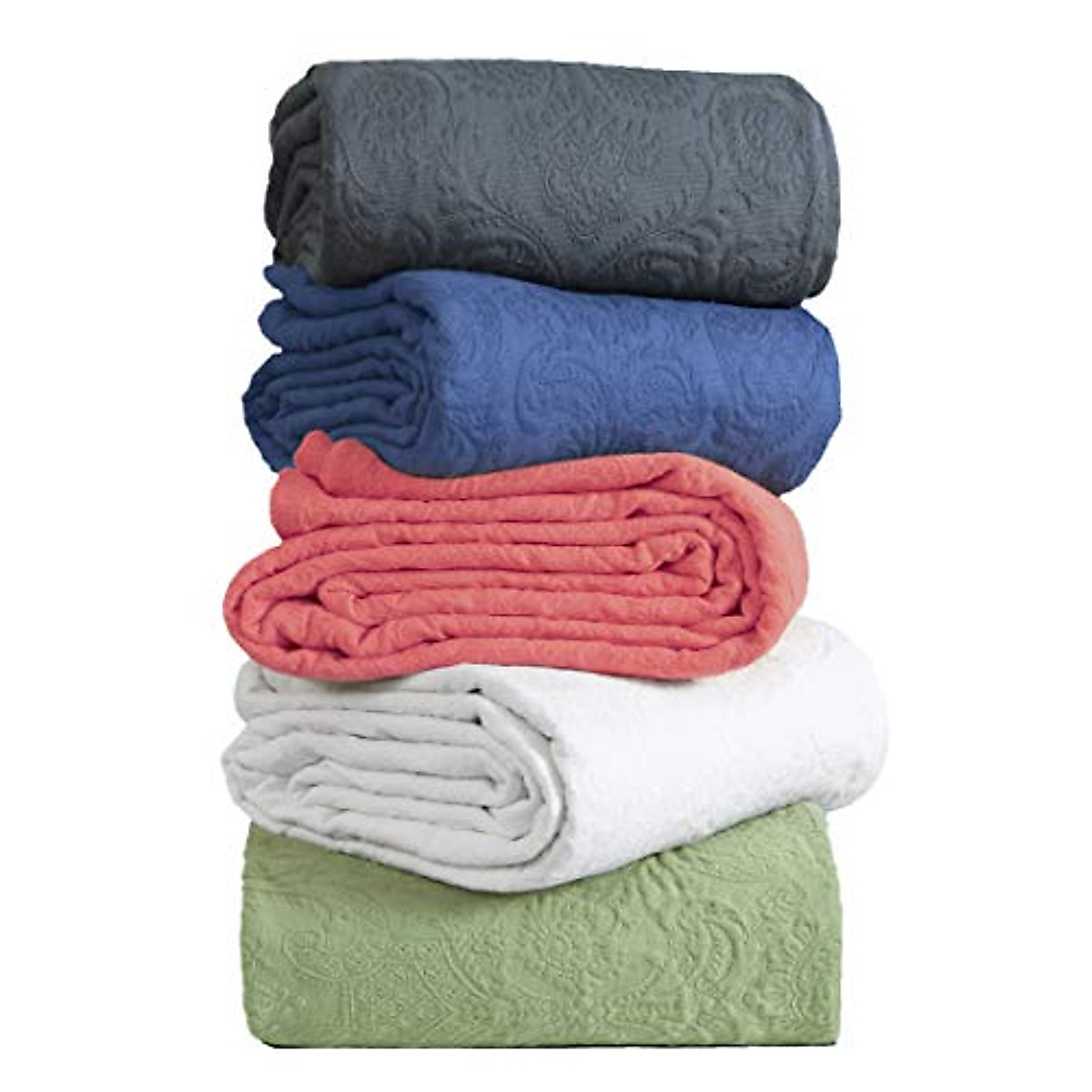 Throw Blanket- White Throw -King Size- Boho Throw Blanket- Soft Summer Knit Throw Blanket -440 GSM Jacquard Matelasse Damask Quilted Blanket for Bed Cover/Bedspread Sofa/Couch