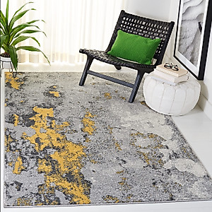 SAFAVIEH Adirondack Collection Area Rug - 5'1" x 7'6", Grey & Yellow, Modern Abstract Design, Non-Shedding & Easy Care, Ideal for High Traffic Areas in Living Room, Bedroom (ADR134H)