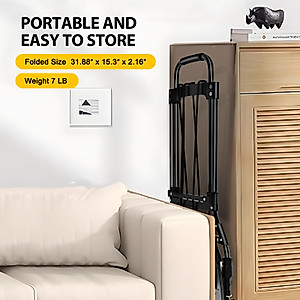 Folding Hand Truck and Dolly, 200 LB Capacity Upgraded Aluminum Dolly Cart, Extended Handle Portable Dolly for Travel, Moving, Shopping, Office Use, Black