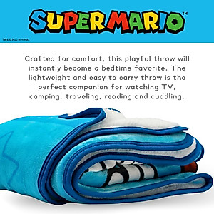 Franco Super Mario Kids Bedding Soft Plush Sherpa Blanket Throw, 46 in x 60 in, (Officially Licensed Product)