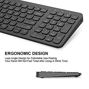 cimetech Wireless Keyboard Mouse Combo, Compact Full Size Wireless Keyboard and Mouse Set Less Noise Keys 2.4G Ultra-Thin Sleek Design for Windows, Computer, PC, Notebook, Laptop - Matte Black