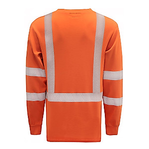 BOCOMAL FR Tee Shirts High Visibility/Hi Vis Flame Resistant/Fire Retardant Shirt 7oz Orange Men's Safety Shirts