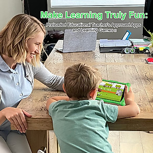 Contixo Kids Tablet V10, 7-inch HD, Ages 3-7, Toddler Tablet with Sleeve Bag Bundle, Learning Tablet Set for Children - Green