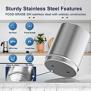 Purewell Gravity-Fed Water Filter System, Small Capacity 1.5 Gallon Stainless Steel Countertop Filtration System with 2 Black Purification Elements and Metal Spigot for Home and Outdoor Use