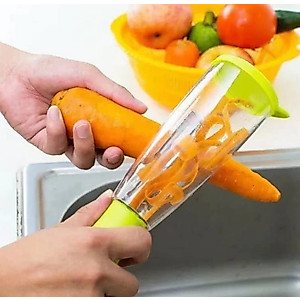 4Pcs Vegetable Peeler with Container,Stainless steel multi-function storage type peeling knife with barrel, Multi-functional Potato Orange Apple Peeler for Kitchen.