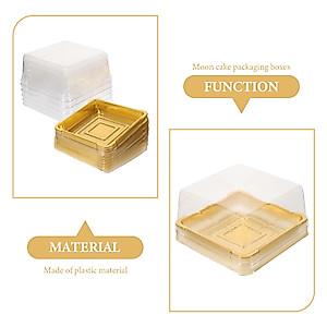 Healvian 50pcs Boxes Muffins Moon Cake Containers Dessert Containers with Lids Mousse Container Cake Carrier Cake Container with Lids Mini Cupcake Container Plastic Display Stand Household