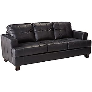 Coaster Samuel Transitional Leather Sofa, Black