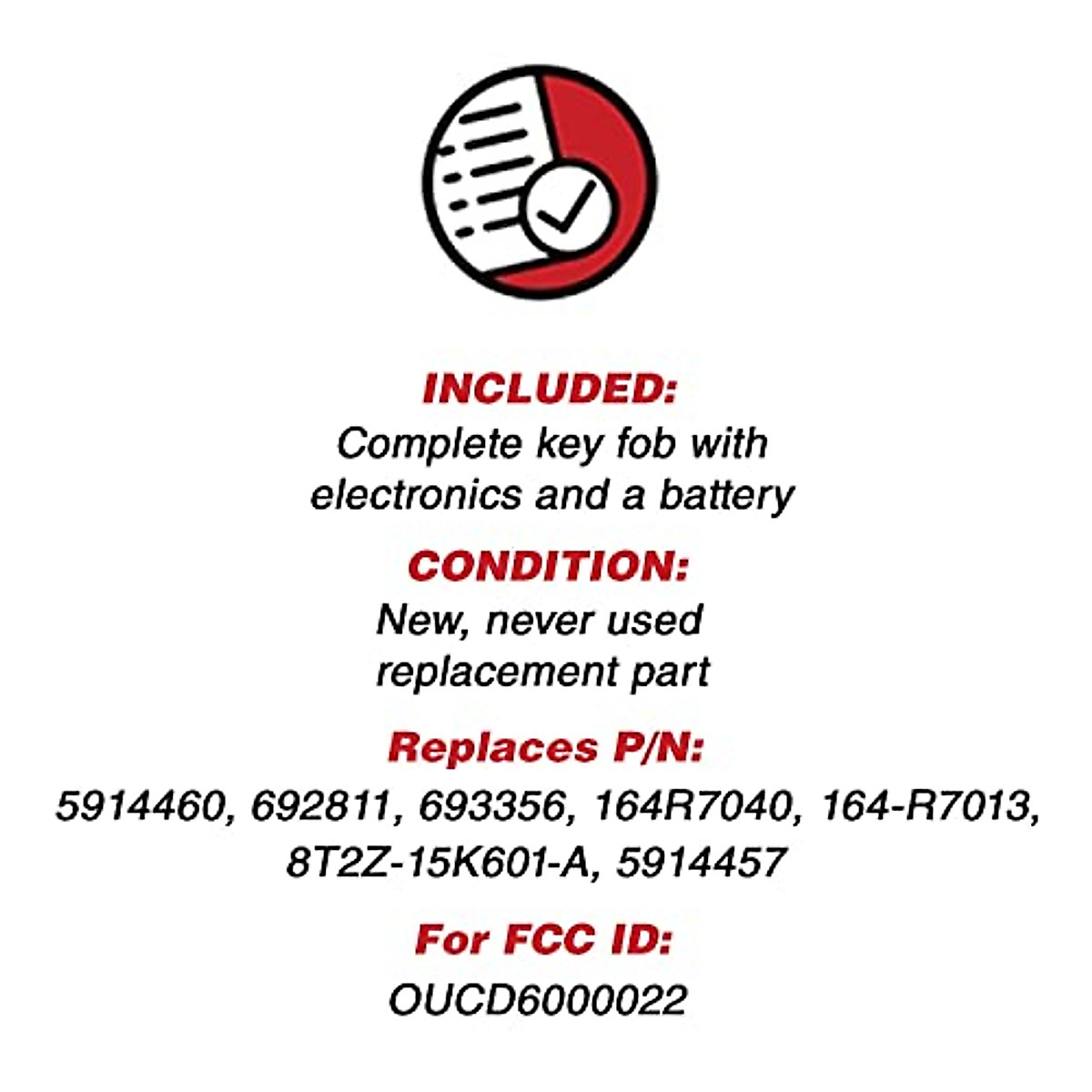 KeylessOption Keyless Entry Remote Control Car Key Fob Replacement for OUCD6000022