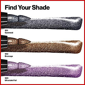 Revlon So Fierce! Chrome Ink Liquid Eyeliner, Longlasting Bold Metallic Pen Liner with Dip Ink Cap for Pearl, Shimmer Blend, 902 Bronzage, 0.03 oz.